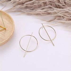 Jewelry | Big Circle Bar Hoop Earrings Gold Plated Vintage Creative ...